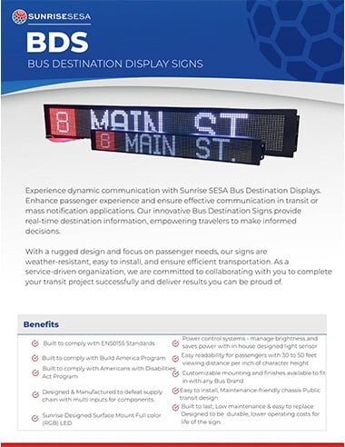 Download Bus Destination Display Signs - Data Sheet